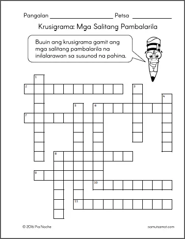 Krusigrama: Mga Salitang Pambalarila - Samut-samot