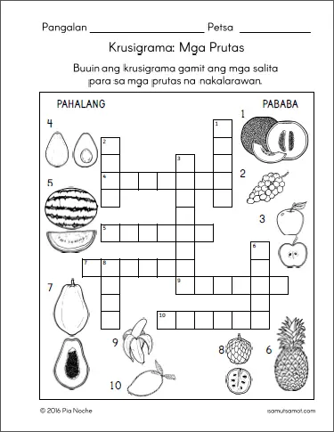 Krusigrama: Mga Prutas - Samut-samot